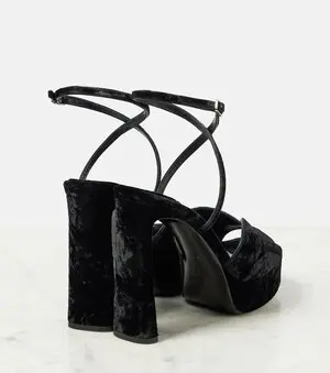 JIMMY CHOO Karli 125 Velvet Platform Sandals - Black