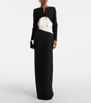 Roland Mouret Floral Applique Crepe Gown - Black