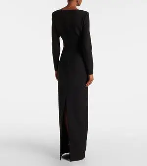 Roland Mouret Floral Applique Crepe Gown - Black
