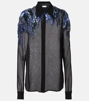 Dries Van Noten Sequined Chiffon Blouse