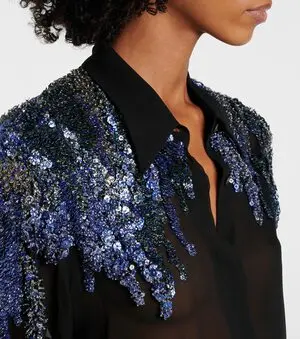 Dries Van Noten Sequined Chiffon Blouse