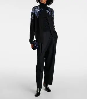 Dries Van Noten Sequined Chiffon Blouse