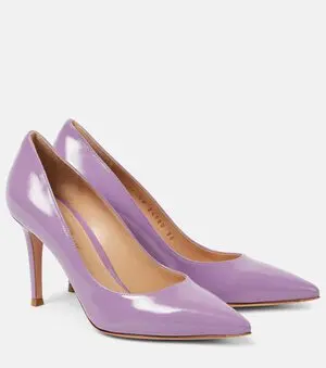 GIANVITO ROSSI Pointed Toe Patent Leather Pumps - Purple