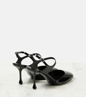 JIMMY CHOO Pixie 80 Patent Leather Slingback Pumps - Black