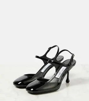 JIMMY CHOO Pixie 80 Patent Leather Slingback Pumps - Black