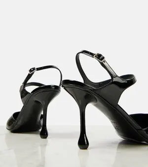 JIMMY CHOO Pixie 80 Patent Leather Slingback Pumps - Black