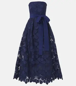 Elie Saab Strapless Lace Gown - Blue