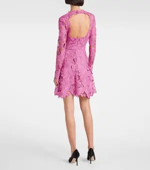 Oscar De La Renta Floral Lace Mini Dress