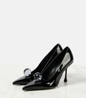 JIMMY CHOO Orb 95 Embellished Patent Leather Pumps