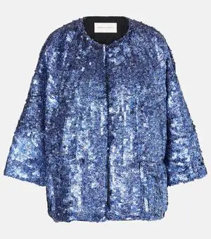Dries Van Noten Sequined Jacket - Blue