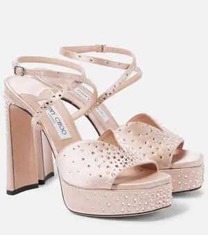 JIMMY CHOO Karli 125 Satin Platform Sandals - Pink