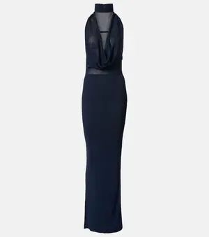 AYA MUSE Draped Halterneck Gown - Blue