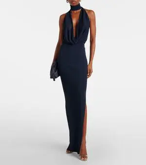 AYA MUSE Draped Halterneck Gown