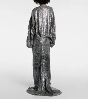 Dries Van Noten Sequined Gathered Blouse