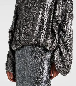 Dries Van Noten Sequined Gathered Blouse