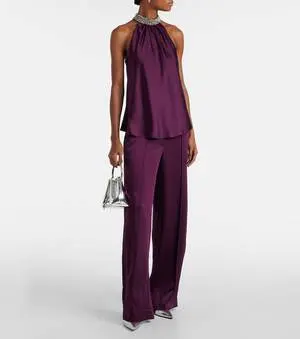 Simkhai Kira Satin Wide-leg Pants