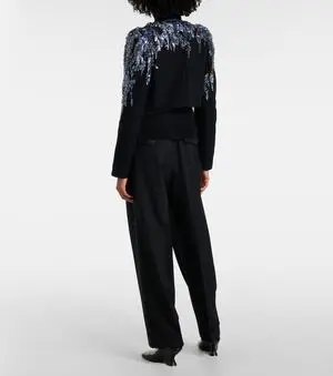 Dries Van Noten Sequined Cropped Wool-blend Jacket