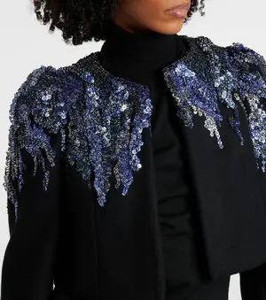 Dries Van Noten Sequined Cropped Wool-blend Jacket