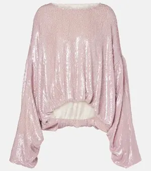 Dries Van Noten Sequined Gathered Blouse