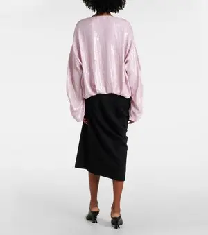 Dries Van Noten Sequined Gathered Blouse