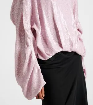 Dries Van Noten Sequined Gathered Blouse