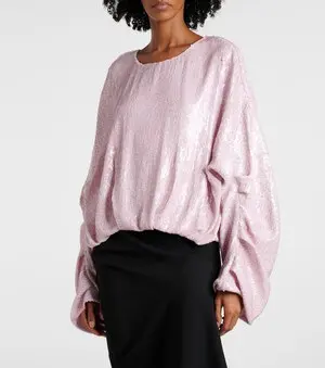 Dries Van Noten Sequined Gathered Blouse