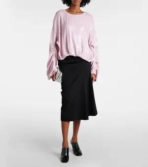 Dries Van Noten Sequined Gathered Blouse