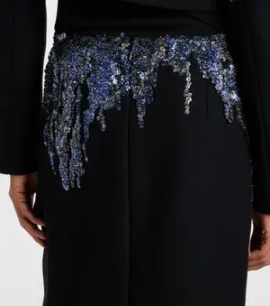 Dries Van Noten Sequined Wool-blend Midi Skirt
