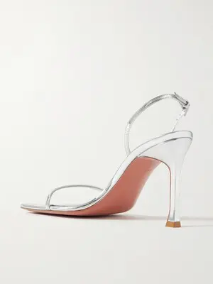Amina Muaddi Maya Mirrored-leather Sandals - Silver