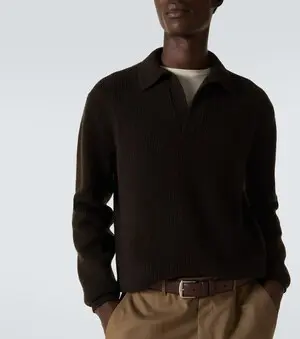 Zegna Cashmere Polo Sweater - Brown