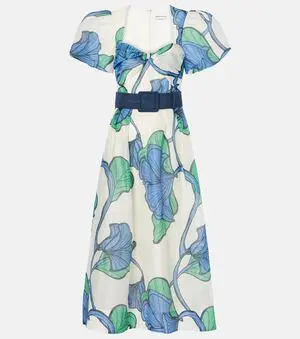 Rebecca Vallance Floral Linen And Silk Midi Dress - Multicoloured