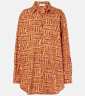 Faithfull The Brand Striped Cotton Poplin Shirt - Orange
