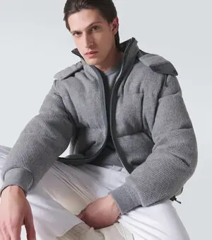 Zegna Ribbed-knit Cashmere-blend Down Jacket