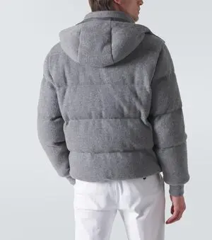 Zegna Ribbed-knit Cashmere-blend Down Jacket