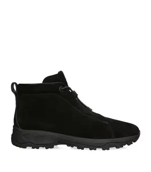 Zegna Suede Triple Stitch Vetta Sneakers - Black