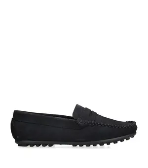 PAPOUELLI Suede Felix Loafers - Navy