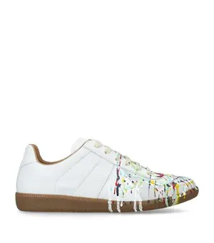 MAISON MARGIELA Leather Paint-detail Replica Sneakers - White
