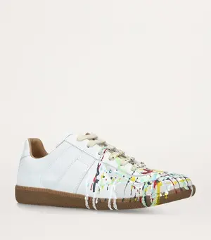 MAISON MARGIELA Leather Paint-detail Replica Sneakers - White