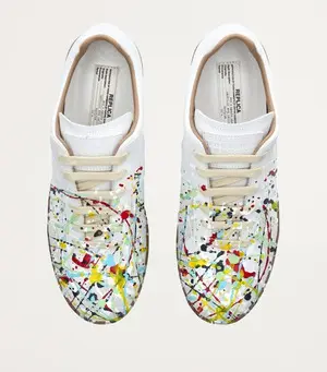 MAISON MARGIELA Leather Paint-detail Replica Sneakers - White
