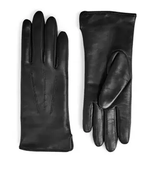 ASPINAL OF LONDON Wool-cashmere Lined Leather Gloves - Black