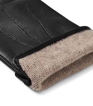 ASPINAL OF LONDON Wool-cashmere Lined Leather Gloves - Black