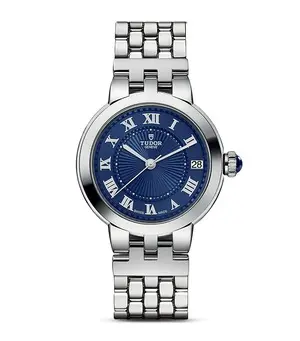 TUDOR Stainless Steel Clair De Rose Watch With Roman Numerals - Blue