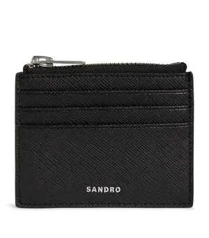 Sandro Reconstituted Leather Card Holder - Black