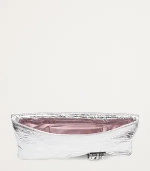 JIMMY CHOO Zandra Crystal Belted Leather Clutch Bag - Silver