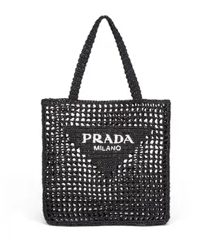 Prada Crochet Tote Bag - Black