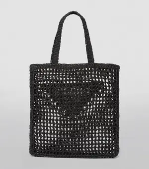 Prada Crochet Tote Bag - Black