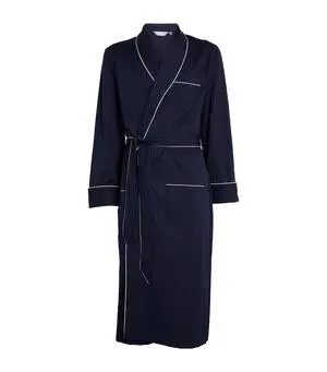 Derek Rose Royal Piped Robe - Navy