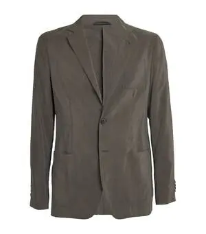 Giorgio Armani Silk-blend Upton Blazer - Grey
