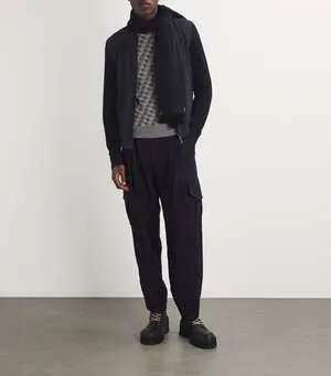 Giorgio Armani Suede And Virgin Wool Bomber Jacket