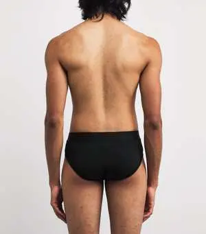 Emporio Armani Stretch-cotton Logo Briefs - Black